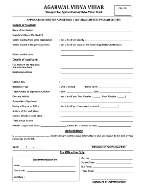 Agarwal Vidya Vihar Admission Form - Fill Online, Printable, Fillable, Blank | pdfFiller