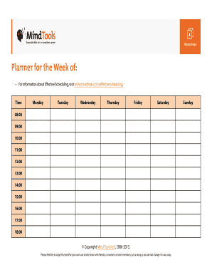 Fillable Online Effective Scheduling Worksheet - Mind Tools Fax Email ...