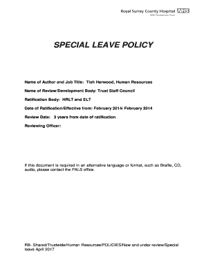 Fillable Online Special Leave Policy. Special Leave Policy - We offer ...