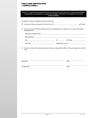 Fillable Online CHILD CARE CERTIFICATION SAMPLE FORM Fax Email Print ...
