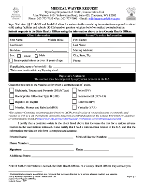 Fillable Online MEDICAL WAIVER REQUEST Fax Email Print - pdfFiller