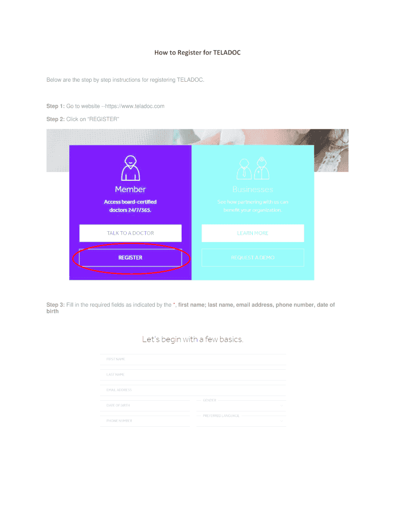 Fillable Online How to Register for TELADOC Fax Email Print - pdfFiller