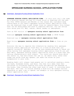 Fillable Online Spengane Nursing School Application Form. Spengane ...