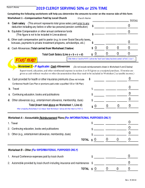 Fillable Online 2019 Clergy Compensation Worksheet.xls Compatibility ...