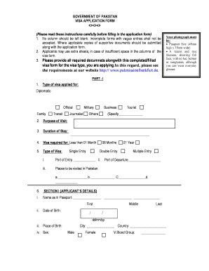 Fillable Online Pakistan visa application form - Fill Out and Sign ...