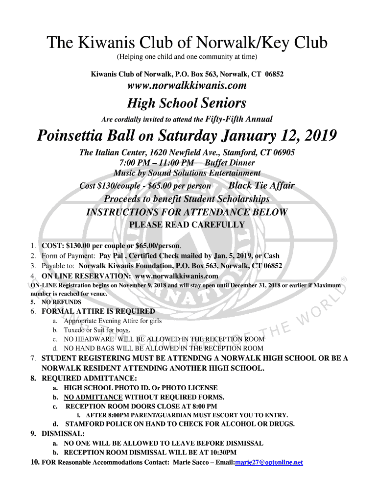 Fillable Online nhs norwalkps The Kiwanis Club of Norwalk/Key Club ...