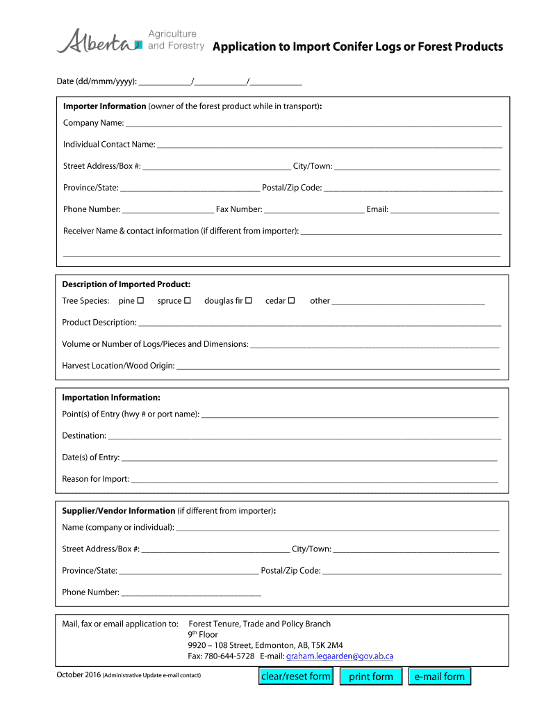 Fillable Online www1 agric gov ab Import Directive Application Form ...