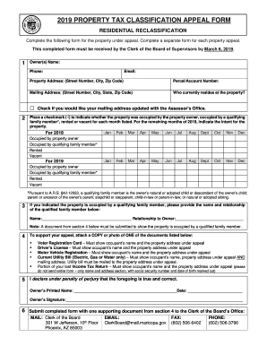Fillable Online 2019 PROPERTY TAX CLASSIFICATION APPEAL FORM Fax Email ...