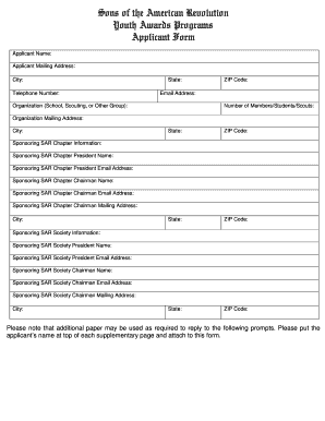 Fillable Online Consolidated Youth Awards Form Applicant Fax Email Print - pdfFiller