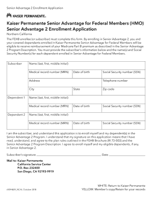 Fillable Online healthplans kaiserpermanente FEHB High Option B ...