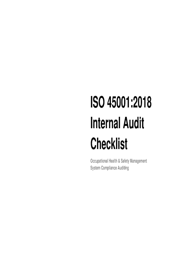 Fillable Online ISO 45001. Occupational Health & Safety Management ...