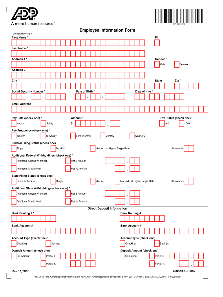 Adp Employee Information Form Fill Online Printable Fillable Blank 
