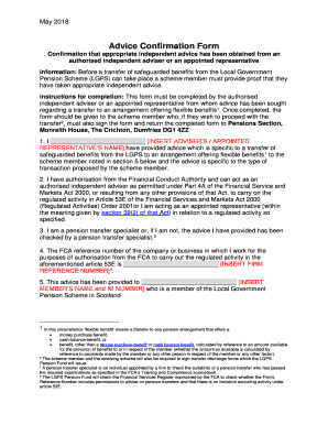 Fillable Online Advice Confirmation Form Fax Email Print - pdfFiller