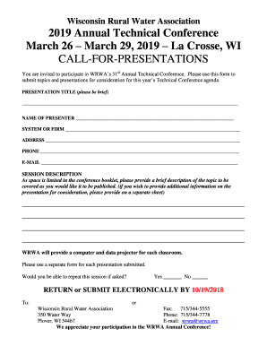 Fillable Online WRWA 29th Annual Technical Conference (Wisconsin Rural ...