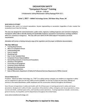 Fillable Online Excavation Competent Person Safety Training (6 ...