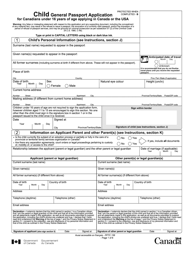 Child General Passport Application Fill Out Sign Online DocHub