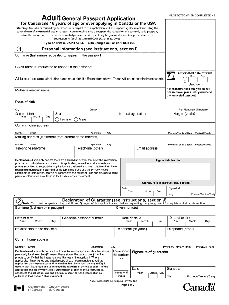 Canadian Passport Application Form Adults Fill Out Sign Online DocHub