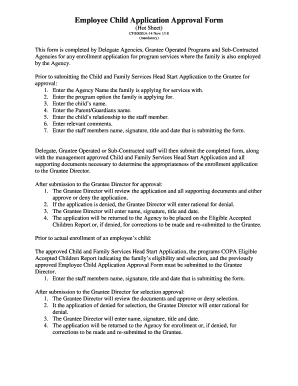 Fillable Online ERSEA-14 Employee Child Application Approval Form Hot ...