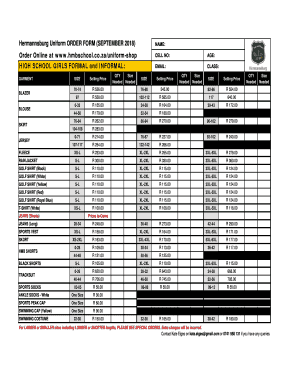 Fillable Online HMB Order Form HS GIRLS Fax Email Print - pdfFiller