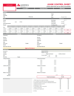 Fillable Online Lease Control Sheet Fax Email Print - pdfFiller