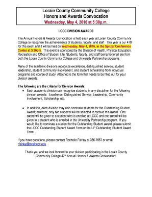 Fillable Online LCCC DIVISION AWARDS Fax Email Print - pdfFiller