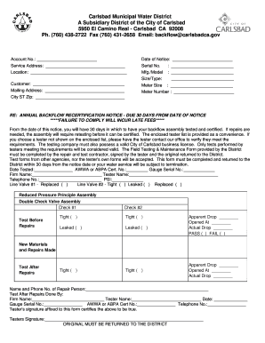 Fillable Online Backflow & test form Fax Email Print - pdfFiller