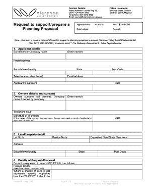 Fillable Online APPLICATION FORMREQUEST TO SUPPORT/PREPARE A PLANNING ...