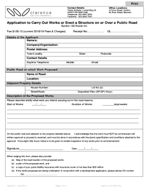 Fillable Online Carry Out Works or Erect a Structure on or Over a ...