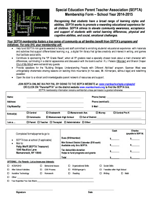 Fillable Online Special Education Parent Teacher Association (SEPTA ...