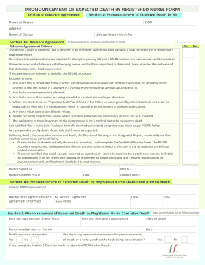 Fillable Online Resuscitation Orders, Pronouncement of Death, and Death ...