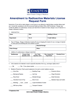 Fillable Online Amendment to Radioactive Materials License Request Form ...