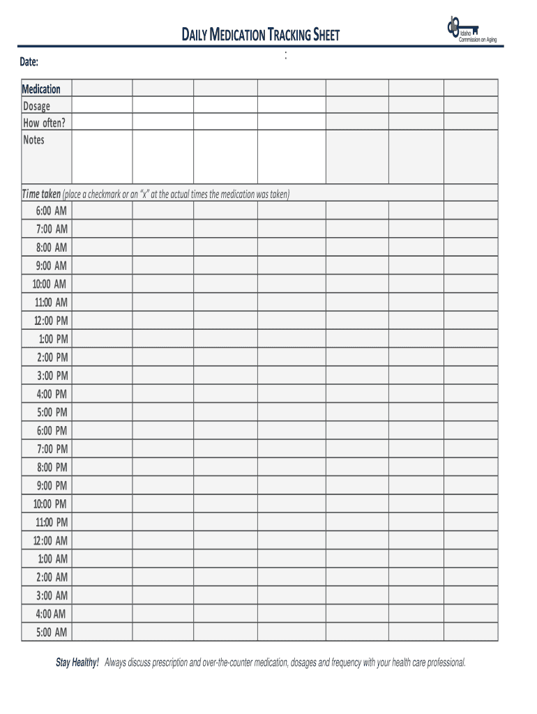 Fillable Online DAILY MEDICATION TRACKING SHEET Fax Email Print - pdfFiller
