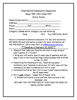 Fillable Online Chili Cook-Off Registration Form.pub (Read-Only) Fax ...