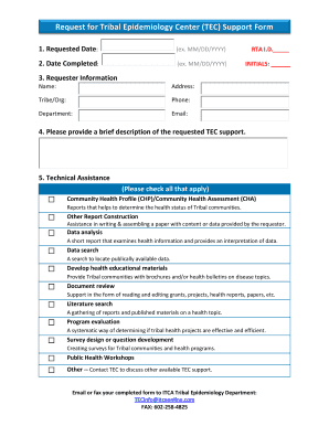 Fillable Online Request for Tribal Epidemiology Center (TEC) Support ...