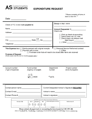 Fillable Online AS Expenditure Request Form Fax Email Print - pdfFiller