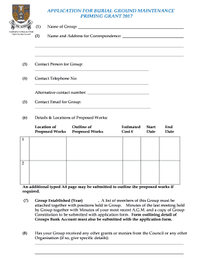 Fillable Online Burial Ground Application Form 2017. Burial Ground Application Form 2017 Fax ...