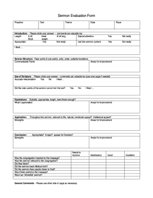 Fillable Online Sermon Evaluation Form Fax Email Print - pdfFiller