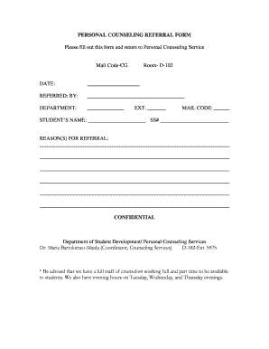 Fillable Online Elementary School Counseling Referral Form Priority ...