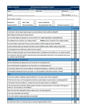 Fillable Online Workstation Checklist - Self Assessment 18042016 v2b ...