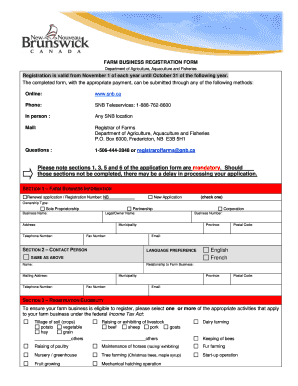 Fillable Online Farm Business Registration Form - Government of New ...