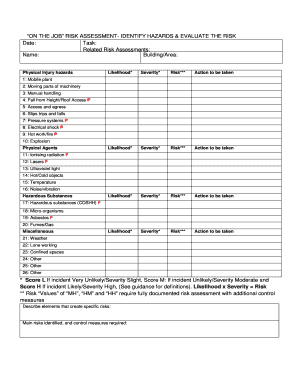 Fillable Online Sample Workplace Risk Assessment Form Fax Email Print ...