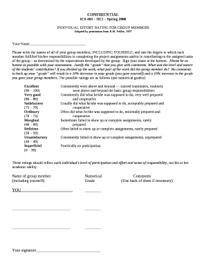 Group Participation Evaluation Doc Template | pdfFiller