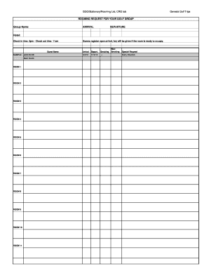 Fillable Online Rooming List Form - Genesis Golf Trips Fax Email Print ...