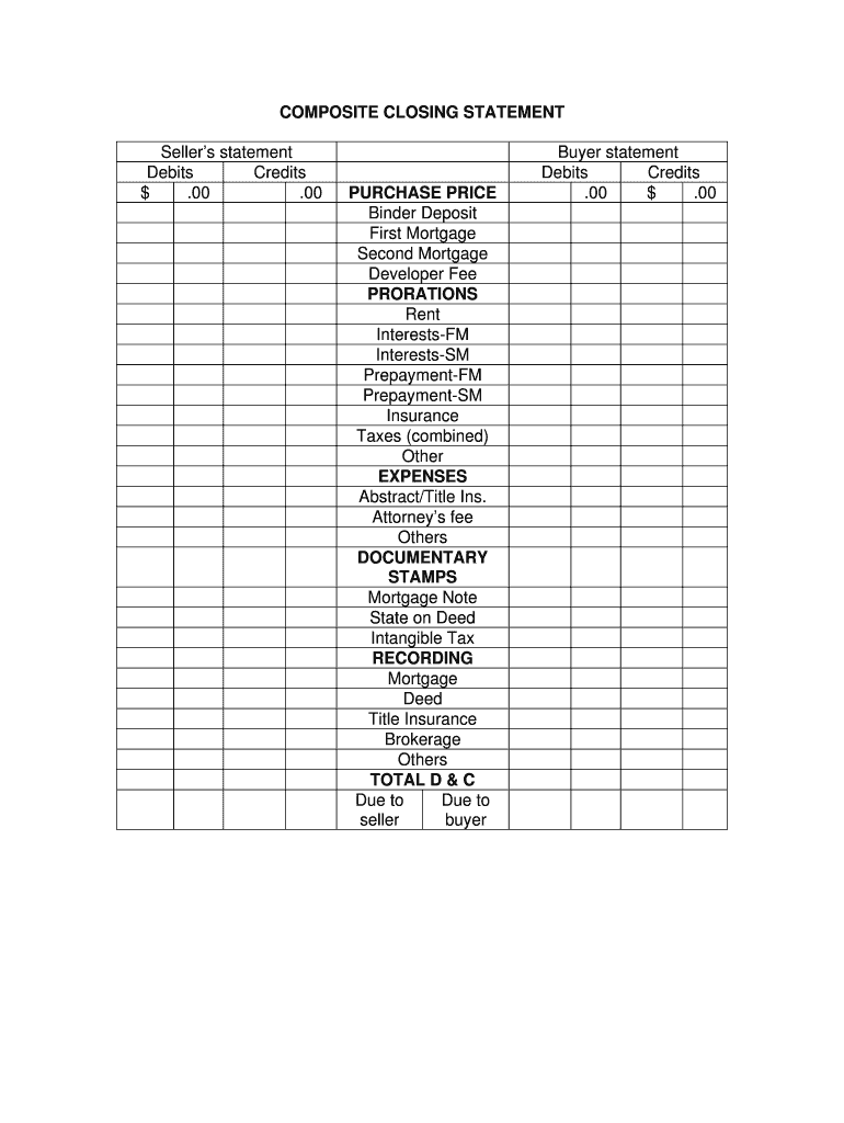 Fillable Online COMPOSITE CLOSING STATEMENT Fax Email Print - pdfFiller