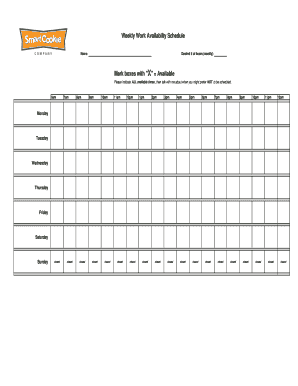 Fillable Online Work Availability Schedule BLANK.xls Fax Email Print ...