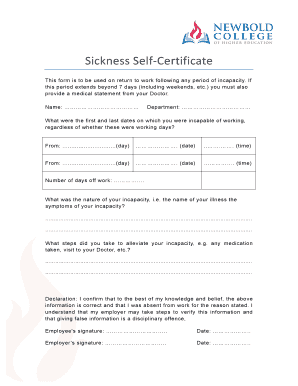 Fillable Online Sickness-self-certificate.docx Fax Email Print - pdfFiller