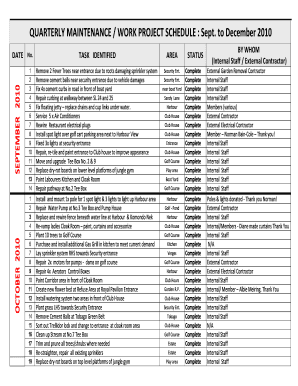 Fillable Online Quarterly Maintenance Schedule Fax Email Print - pdfFiller