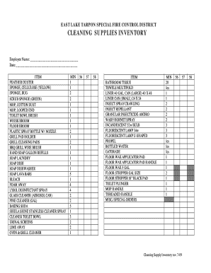 Fillable Online CLEANING SUPPLIES INVENTORY Fax Email Print - pdfFiller