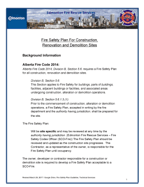 Fillable Online Construction Site Fire Safety Plan Template (Revised 29 ...