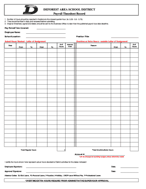 Fillable Online Payroll Timesheet Record Fax Email Print - pdfFiller